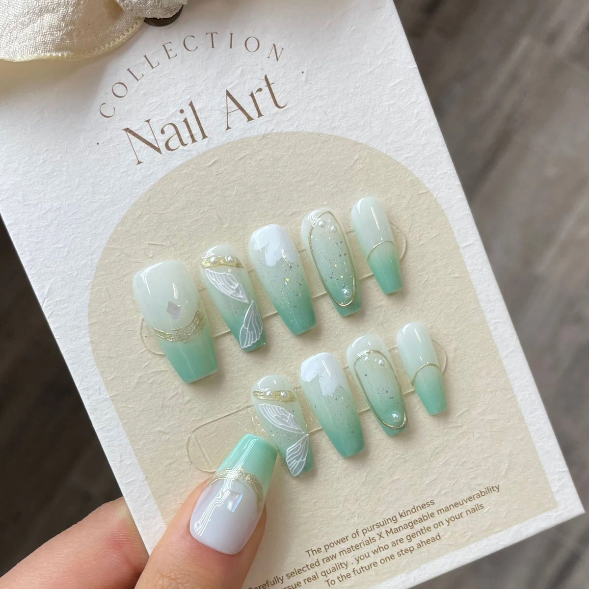 Handmade Green Butterfly Nails – Shopack