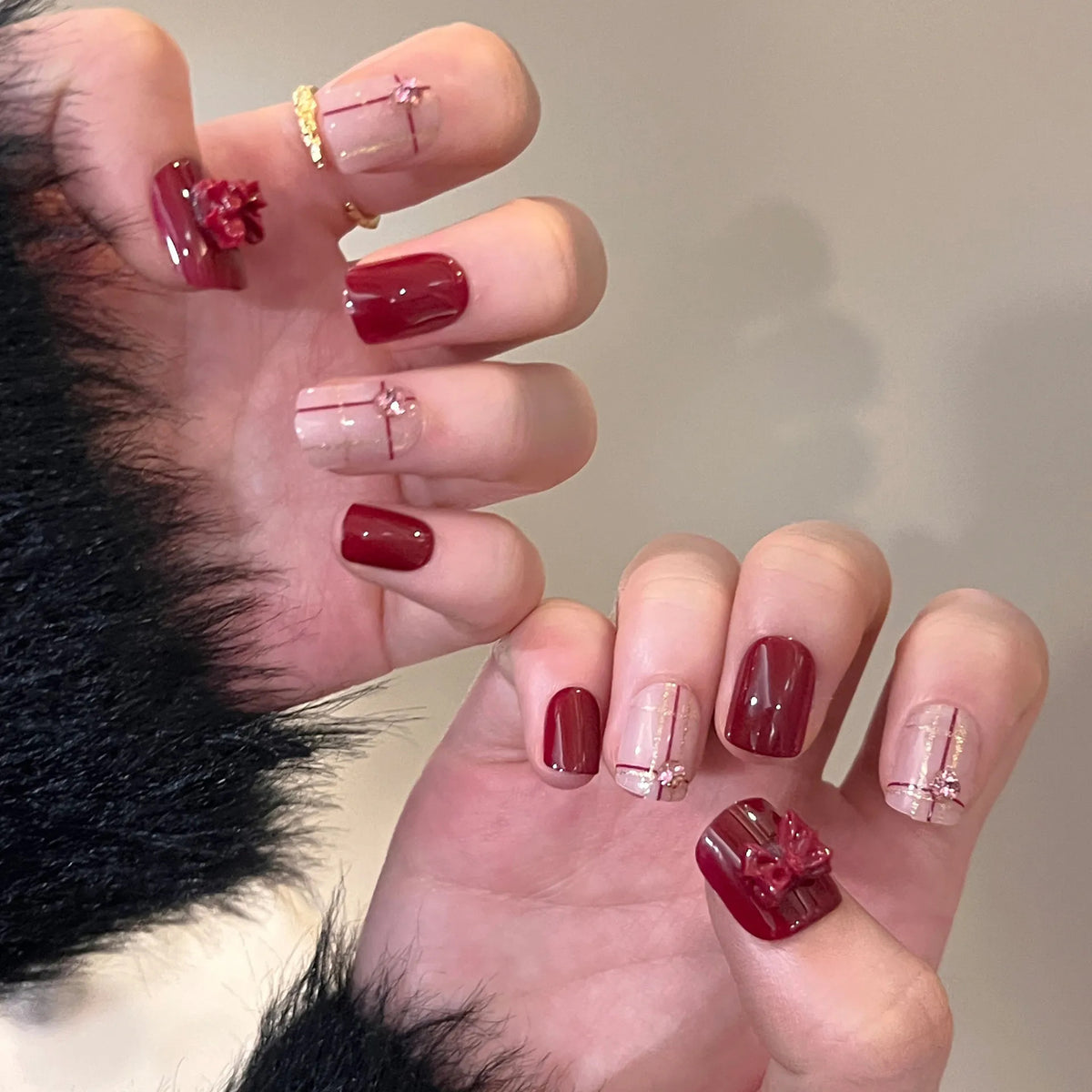 Maroon Pearl Style Fake Nails – Shopack