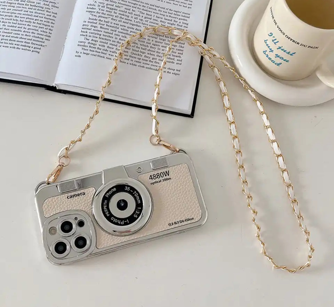 White Retro Camera Crossbody Phone Case – Shopack